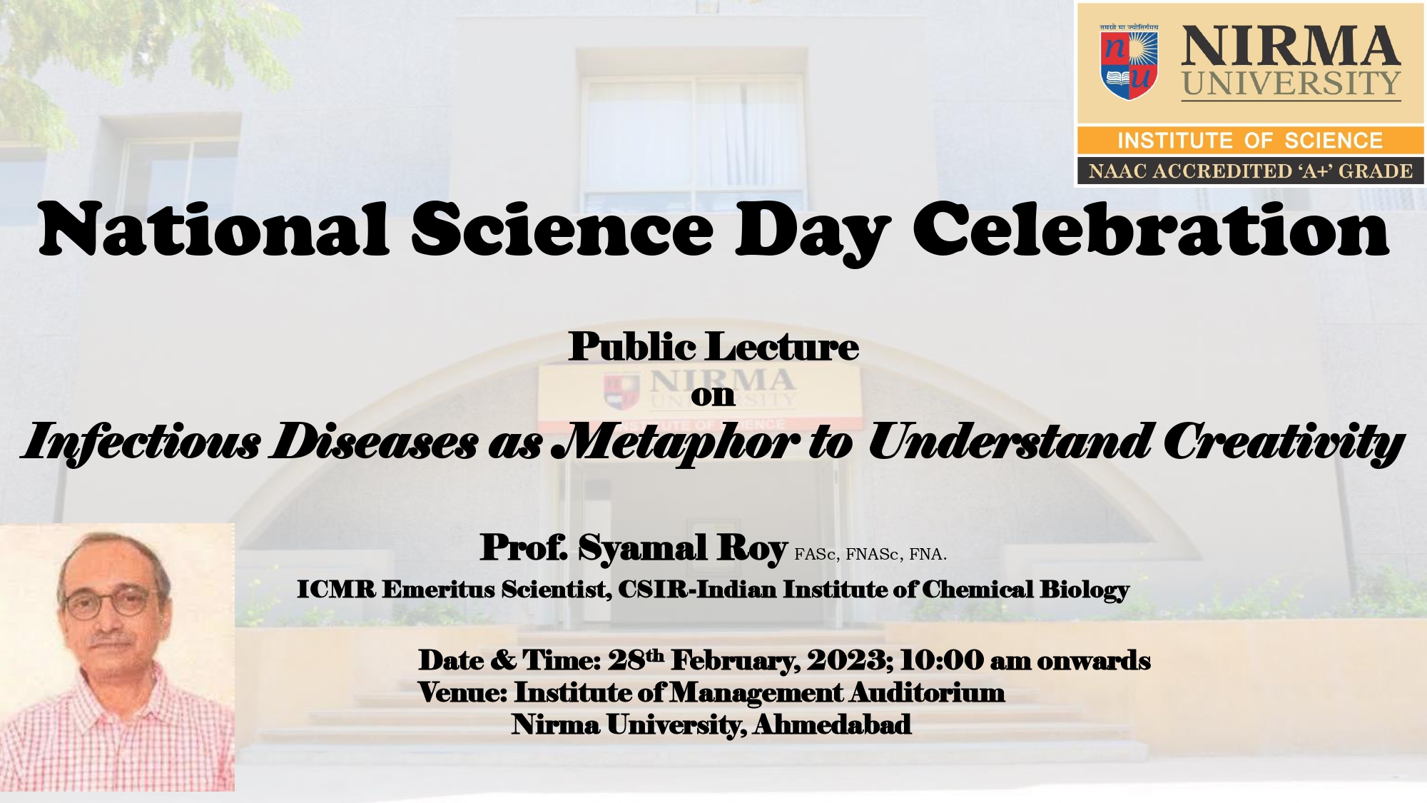National Science Day Celebration and Public Lecture : 28th February ...
